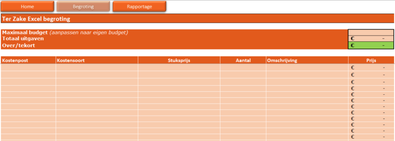 Begroting in Excel | Download gratis! - Ter Zake Excel