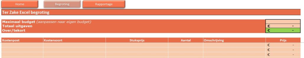 Begroting in Excel | Download gratis! - Ter Zake Excel