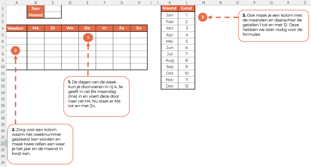 Een kalender in Excel met behulp van formules maak je zo